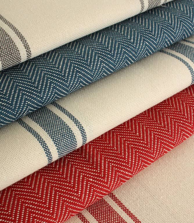 Harlyn Wide Herringbone Fabric Blue Just Fabrics
